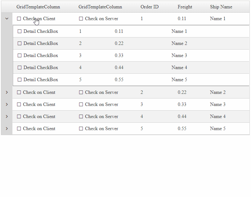 Check Checkboxes Of Detailtables Using The Checkbox From The Mastertable Row In Hierarchical