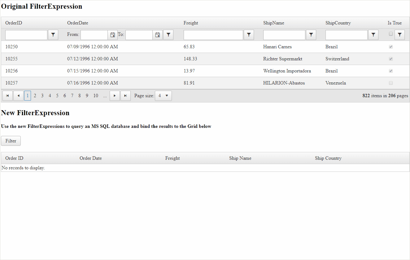Get Sql Compliant Filterexpressions From Radgrid Telerik Ui For Asp Ajax Kb