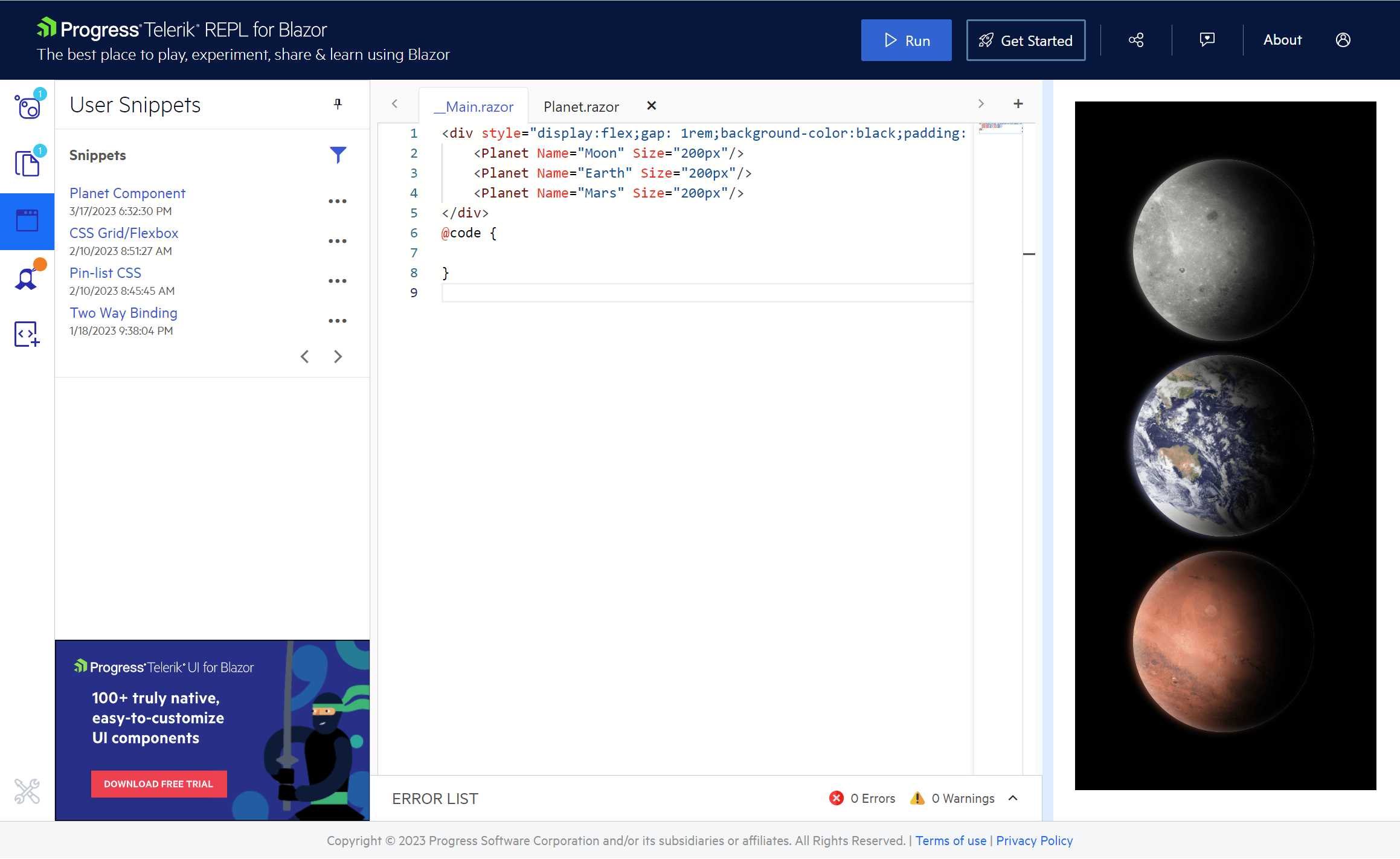 Getting Started with Blazor REPL Getting Started with Blazor REPL