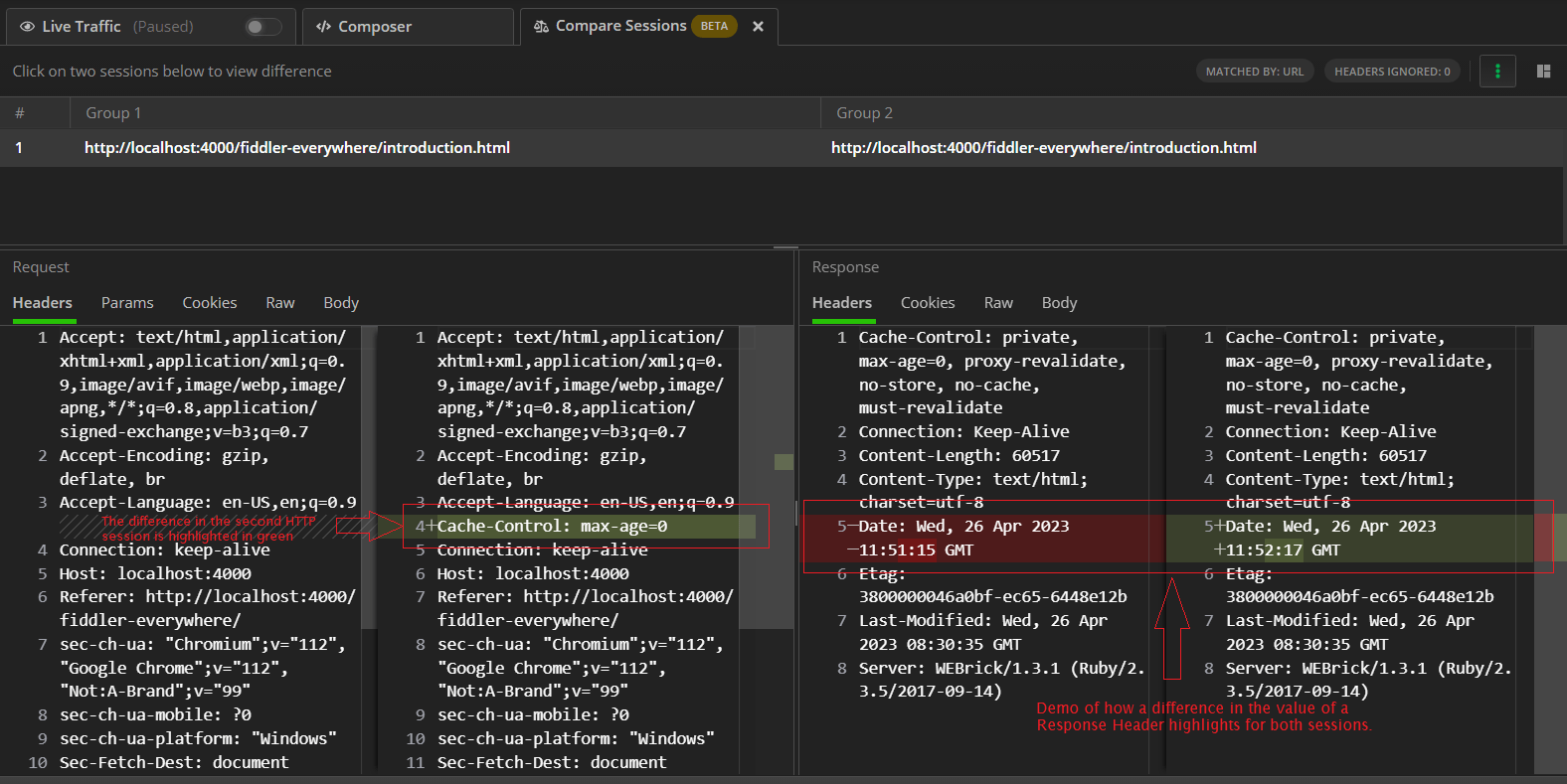 Comparing HTTPS Sessions with Fiddler Everywhere Comparing HTTPS Sessions with Fiddler Everywhere