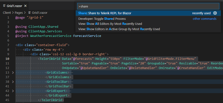 Visual Studio Code | Telerik UI for Blazor Visual Studio Code | Telerik UI for Blazor