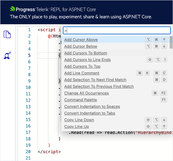 ASP.NET Core REPL - Write, Compile, Execute & Share Code | Telerik REPL ... ASP.NET Core REPL - Write, Compile, Execute & Share Code | Telerik REPL ...