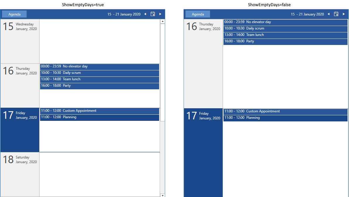 Scheduleview Agenda View In Telerik Ui For Wpf And Silverlight