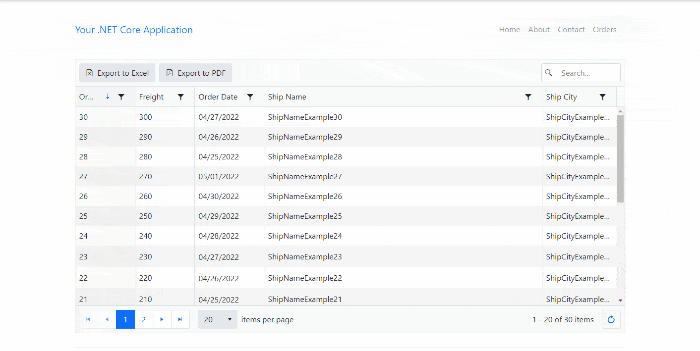 Affichage des données avec le composant Telerik Grid pour ASP.NET Core