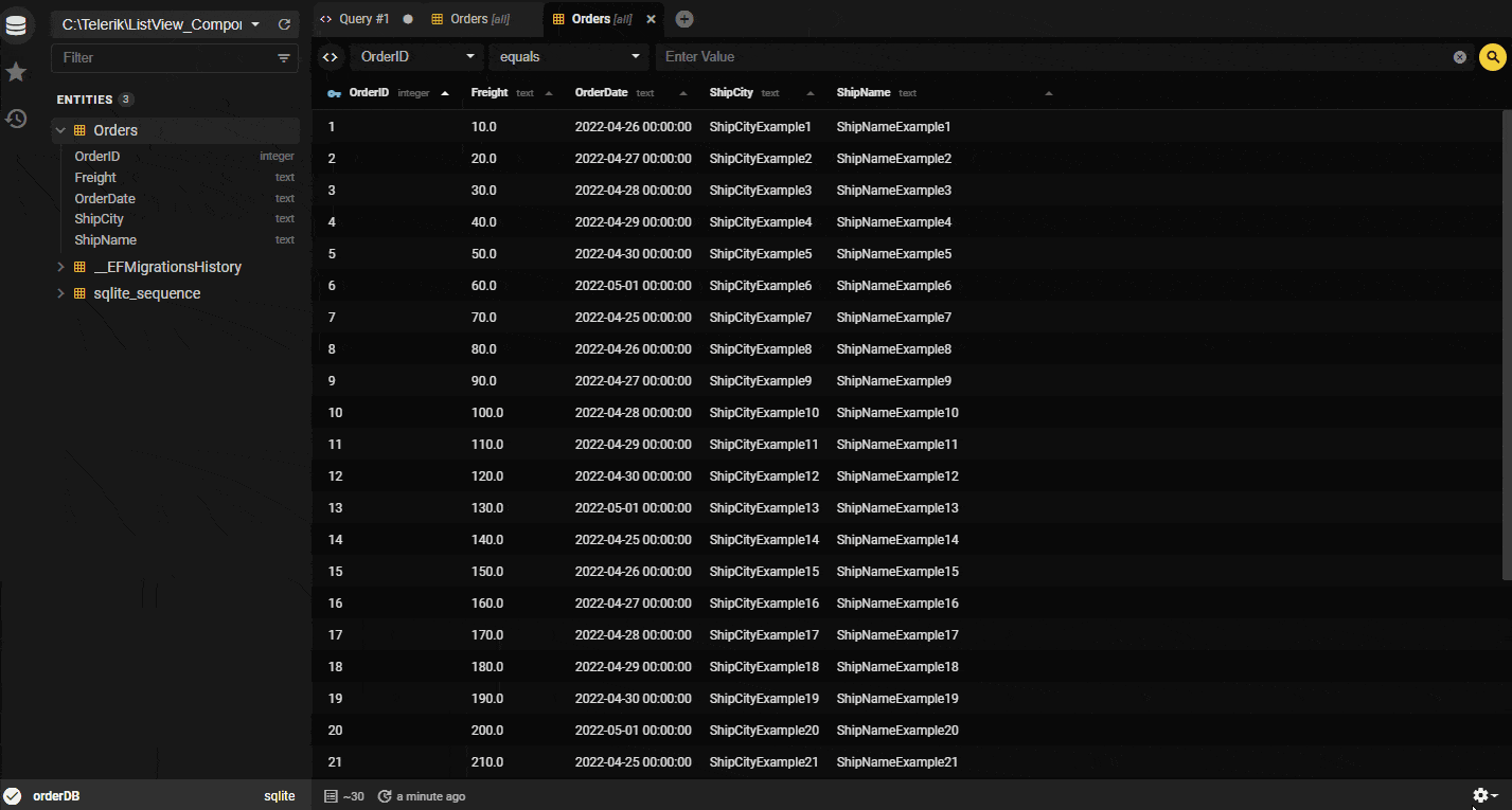 Affichage des données avec le composant Telerik Grid pour ASP.NET Core