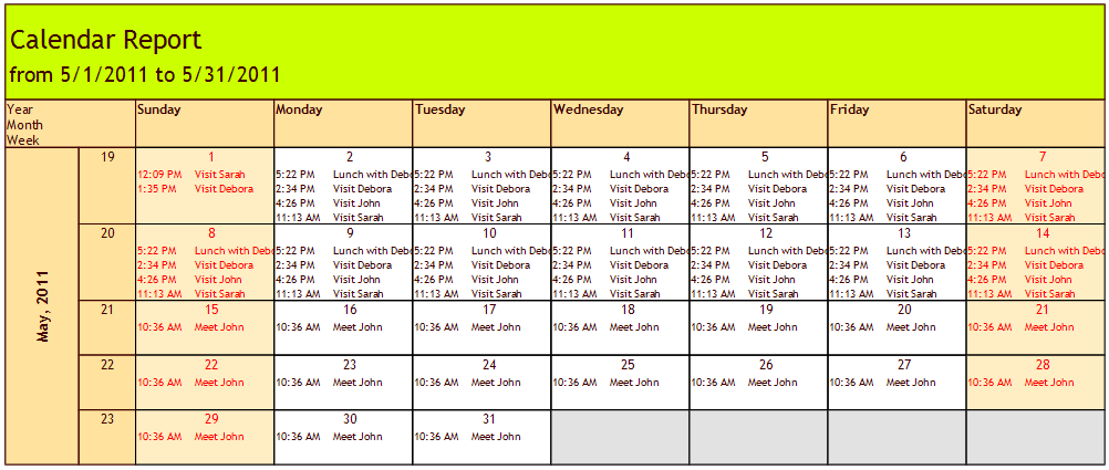 Creating a Calendar Report with Telerik Reporting Creating a Calendar Report with Telerik Reporting