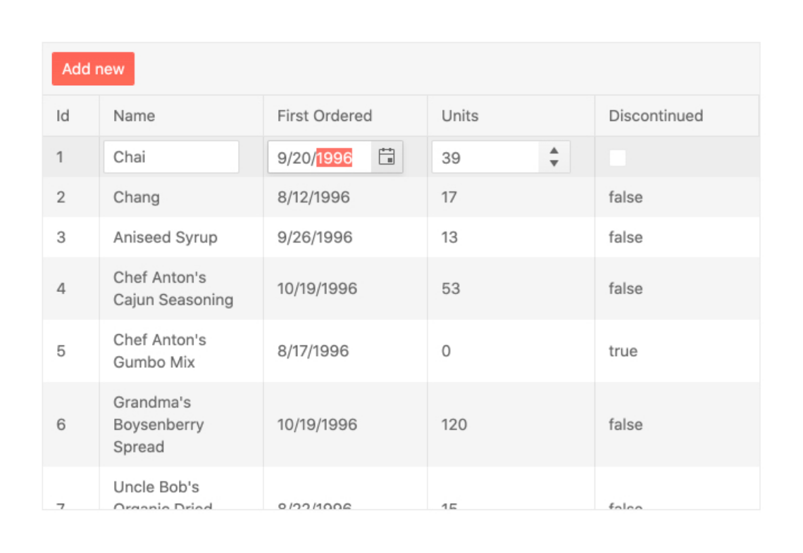 React Data Grid Data Table Component Kendoreact Ui Library
