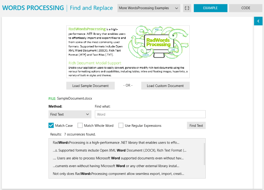 He Who Seeks Finds” — Telerik Wordsprocessing Library