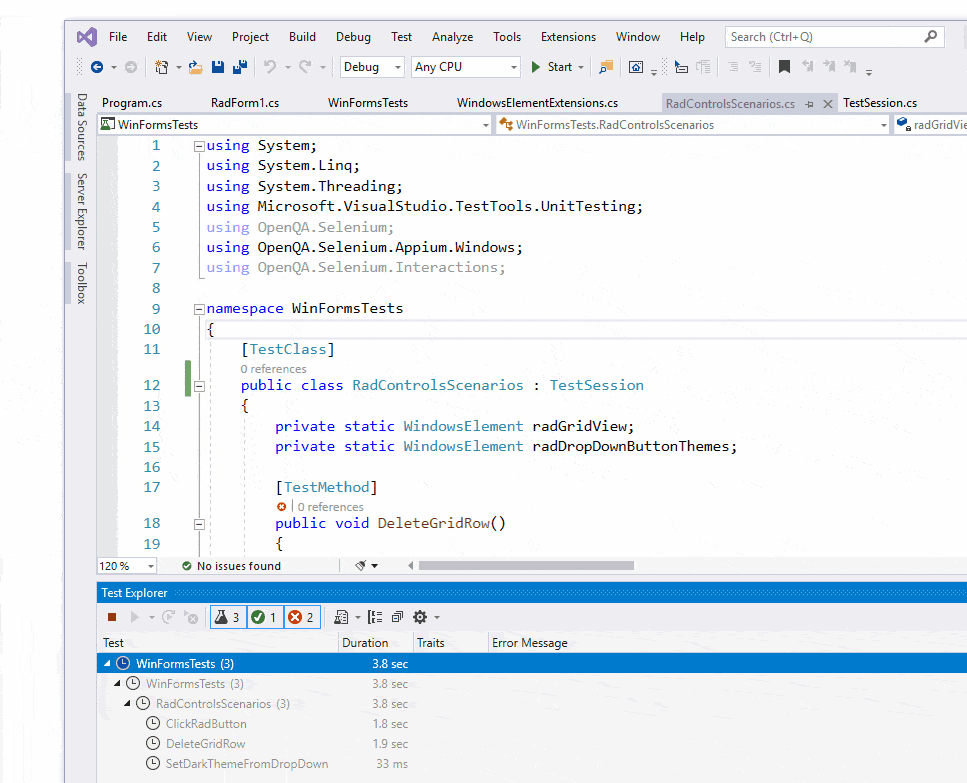 Using Appium UI Test Automation with Telerik UI for WinForms Using Appium UI Test Automation with Telerik UI for WinForms