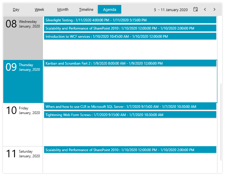 WPF ScheduleView Control | Telerik UI for WPF WPF ScheduleView Control | Telerik UI for WPF