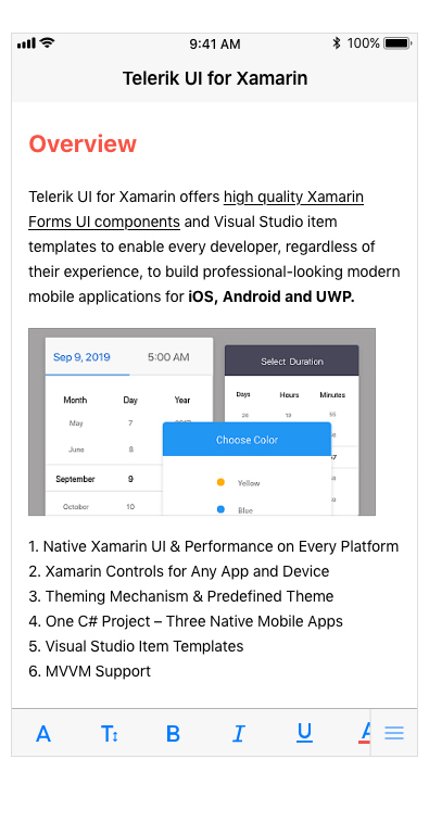 Richtexteditor Progress Telerik Ui For Xamarin Components Telerik