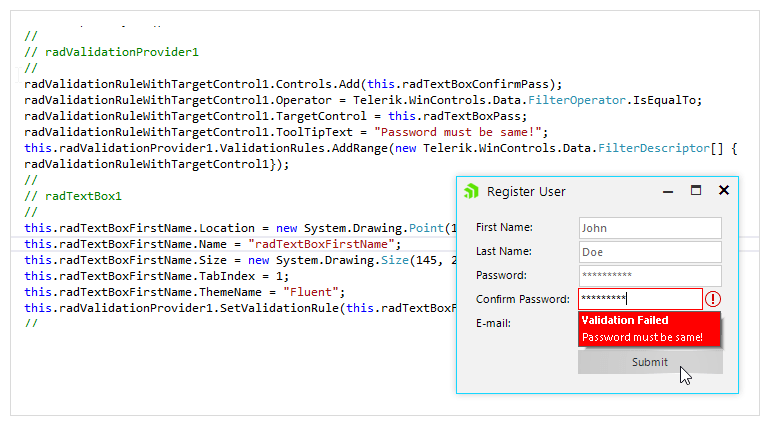Winforms Validation Provider Progress Telerik Ui For Winforms