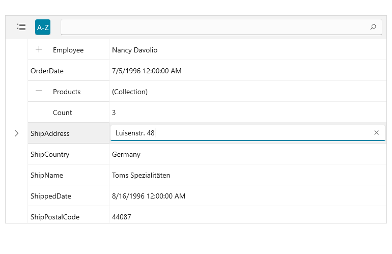 Telerik UI for WinUI Property Grid component Telerik UI for WinUI Property Grid component
