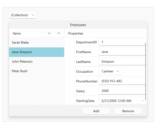 Telerik Ui For Winui Collection Editor Picker Component