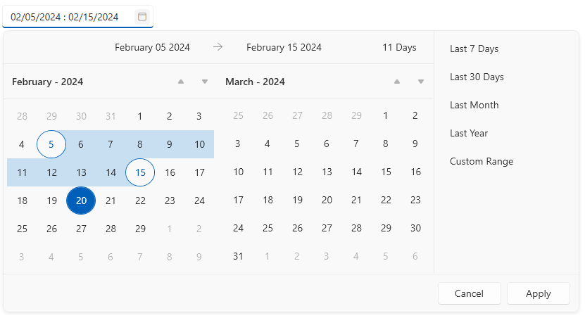 Easier Date Range Selection in WPF Apps with DateRangePicker Easier Date Range Selection in WPF Apps with DateRangePicker